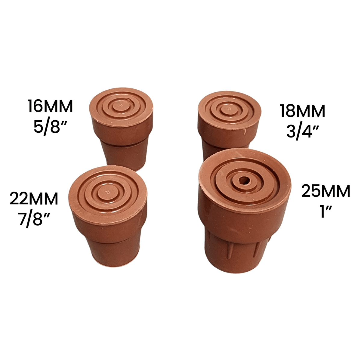 Steel-Reinforced Brown Rubber Cane Tip: High Durability