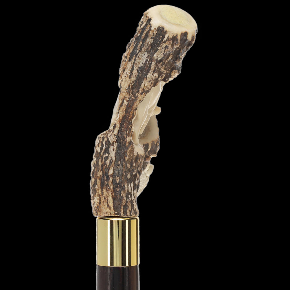 Carved Bison Antler Buffalo Bone: Collector Cane - Limited Supply