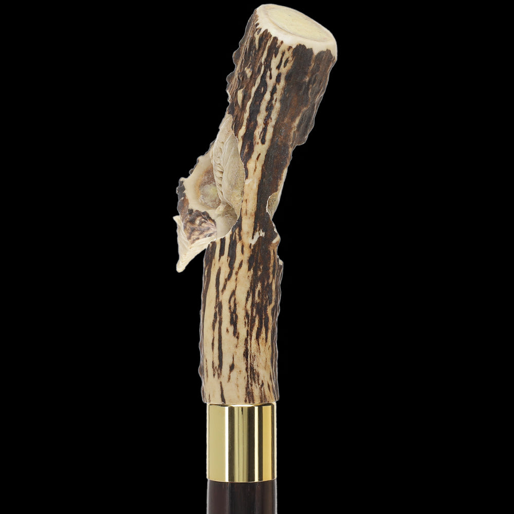 Carved Bison Antler Buffalo Bone: Collector Cane - Limited Supply