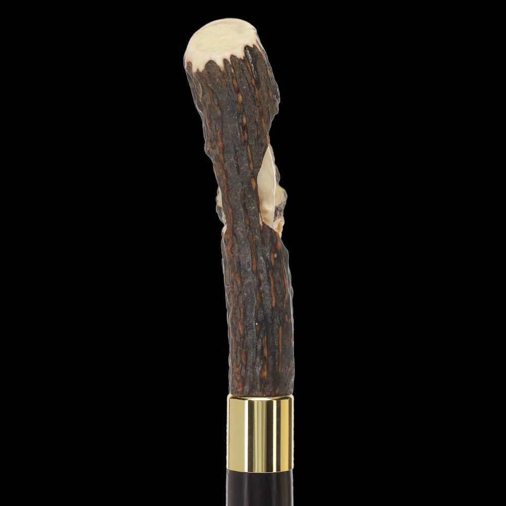 Carved Bison Antler Buffalo Bone: Collector Cane - Limited Supply