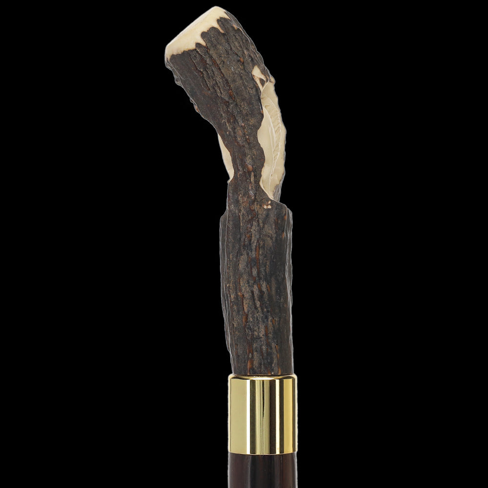 Bison Antler Buffalo Bone Handle Collector Cane w/Custom Shaft and