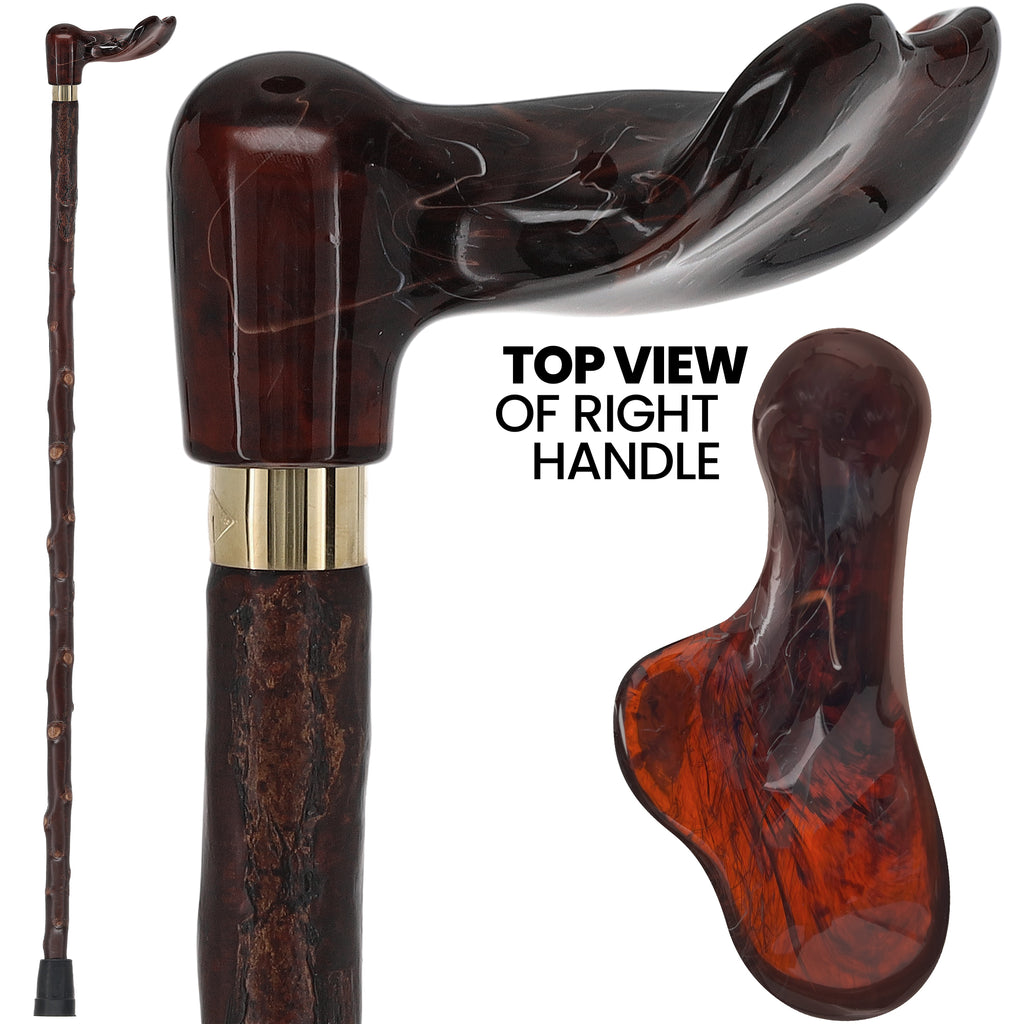 Amber Elegance: Palm Grip Handle Cane with Blackthorn Shaft