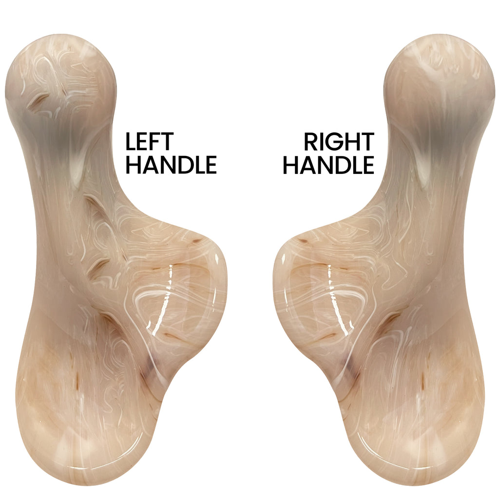 Elegant White Marble Palm Grip Cane with Blackthorn Shaft