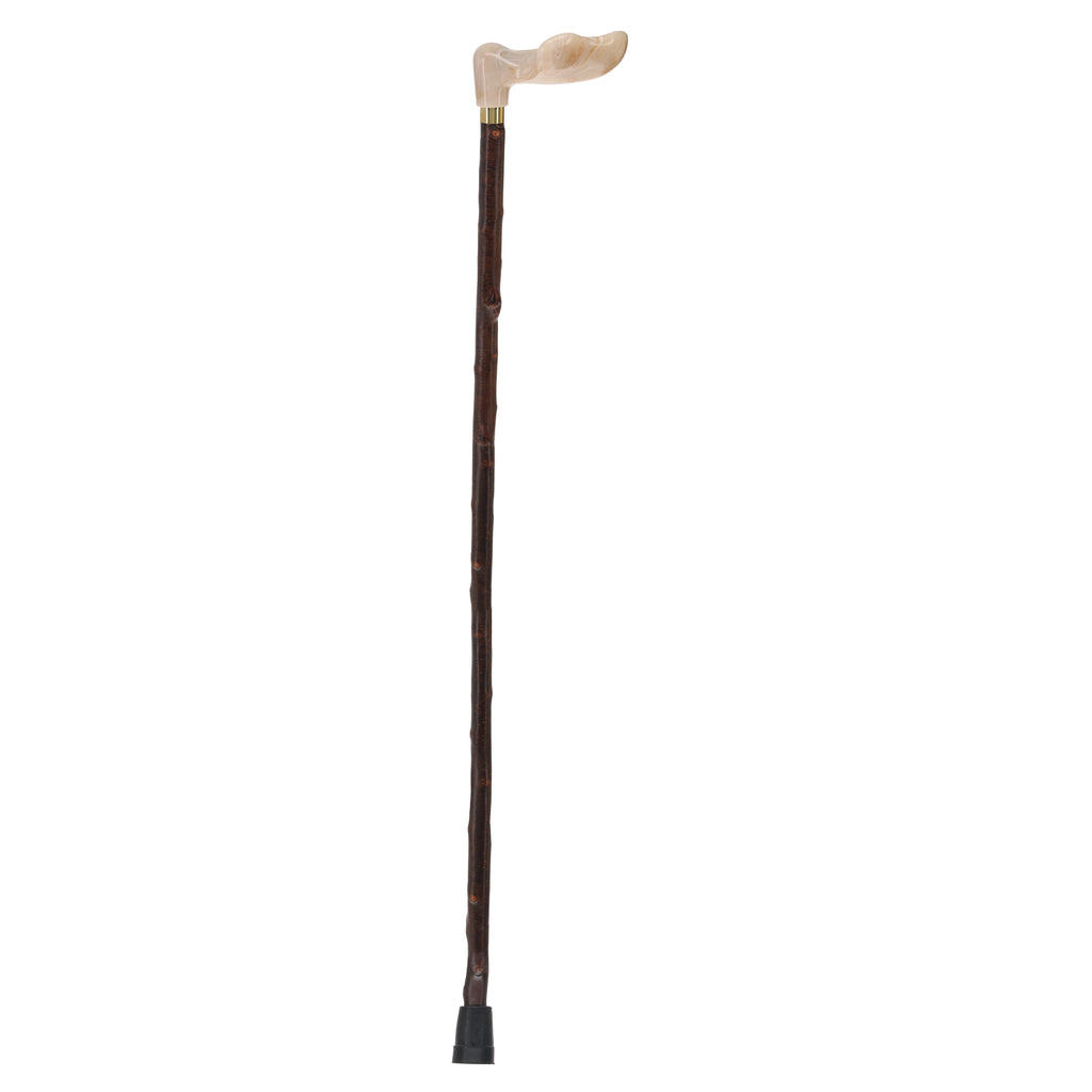 Elegant White Marble Palm Grip Cane with Blackthorn Shaft