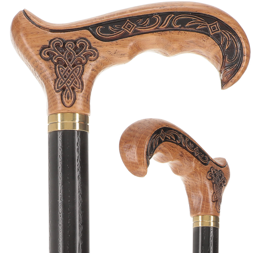 Celtic Bronze Hand Carved Oak Wood Cane | Fashionable Canes