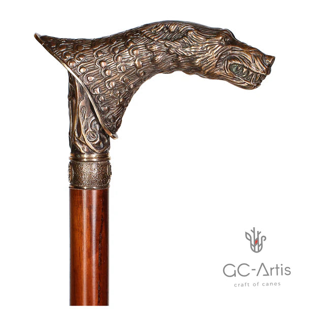Wolf Vintage: Bronze Artisan Intricate Detail Design Cane