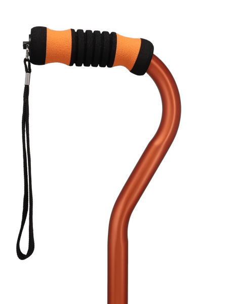 Orange Adjustable Offset Walking Cane w/ Color matching Grip