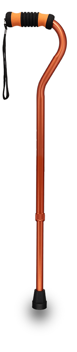 Orange Adjustable Offset Walking Cane w/ Color matching Grip
