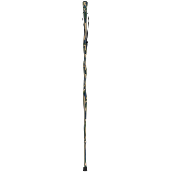 USA-Made Blue/Green/Brown Light Hiking Staff: Maple, Compass