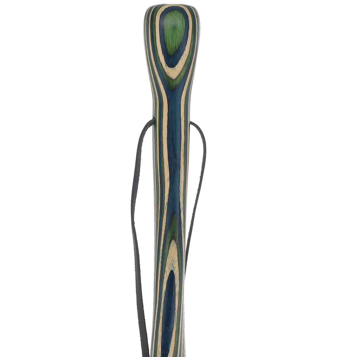 USA-Made Blue/Green/Brown Light Hiking Staff: Maple, Compass
