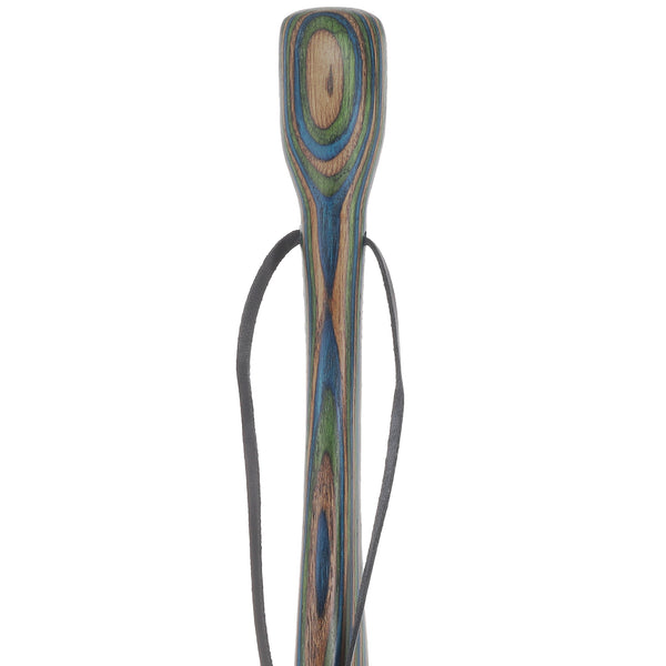 USA-Made Dark Blue/Green/Brown Hiking Staff: Birch, Compass