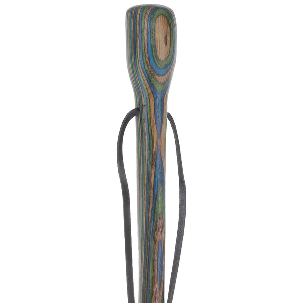 USA-Made Dark Blue/Green/Brown Hiking Staff: Birch, Compass