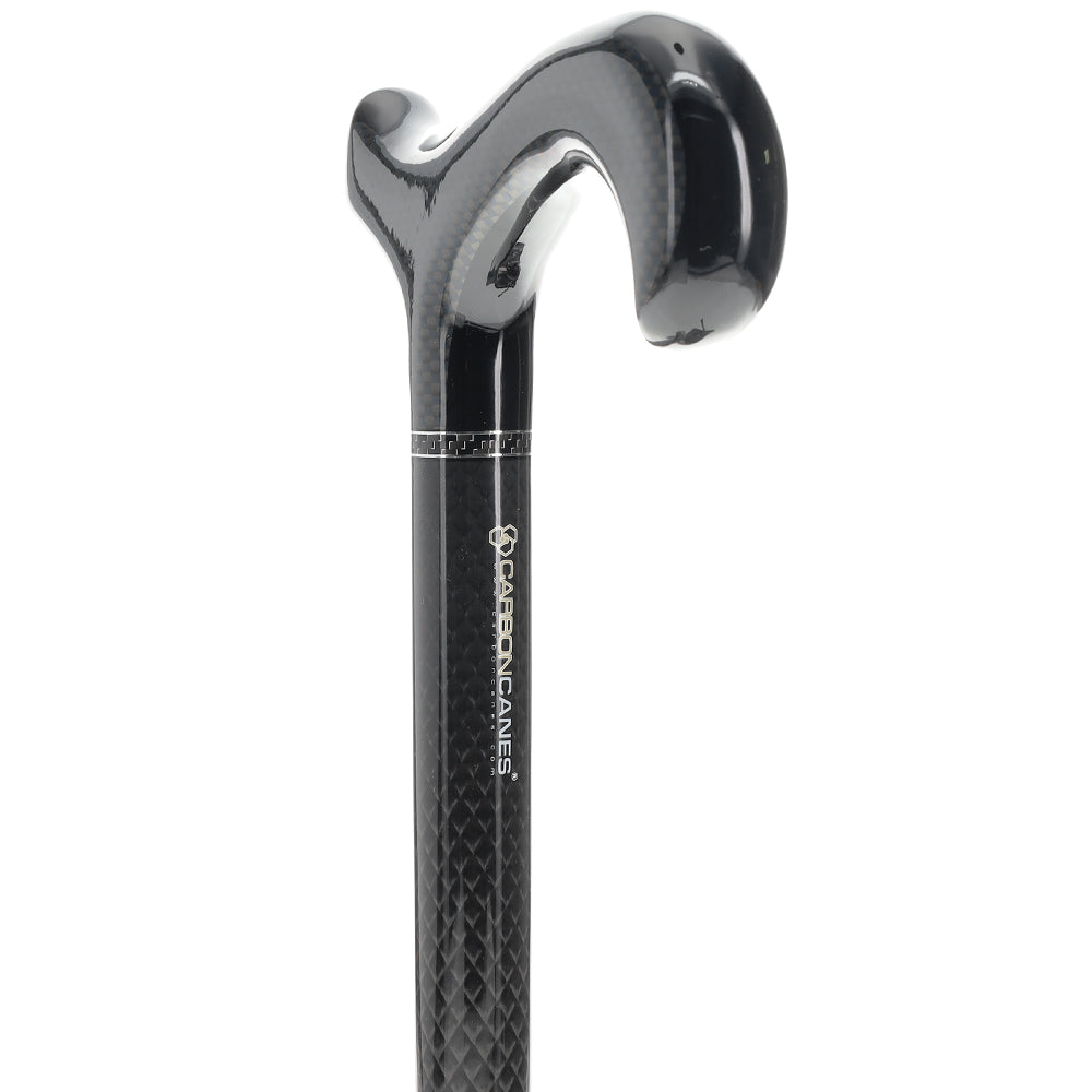 Black Carbon Fiber Derby: Triple Wound, Adjustable Cane