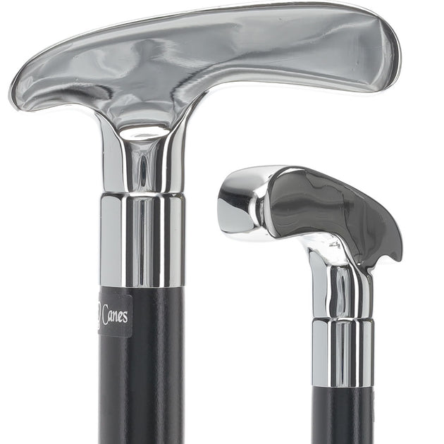 Chrome Plated Golf Putter Walking Cane with Black Beechwood