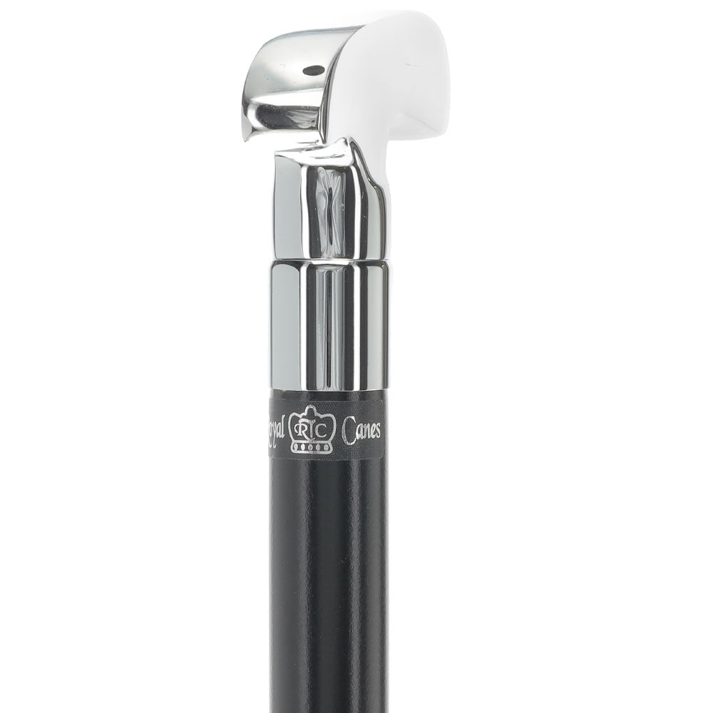 Chrome Plated Golf Putter Walking Cane with Black Beechwood