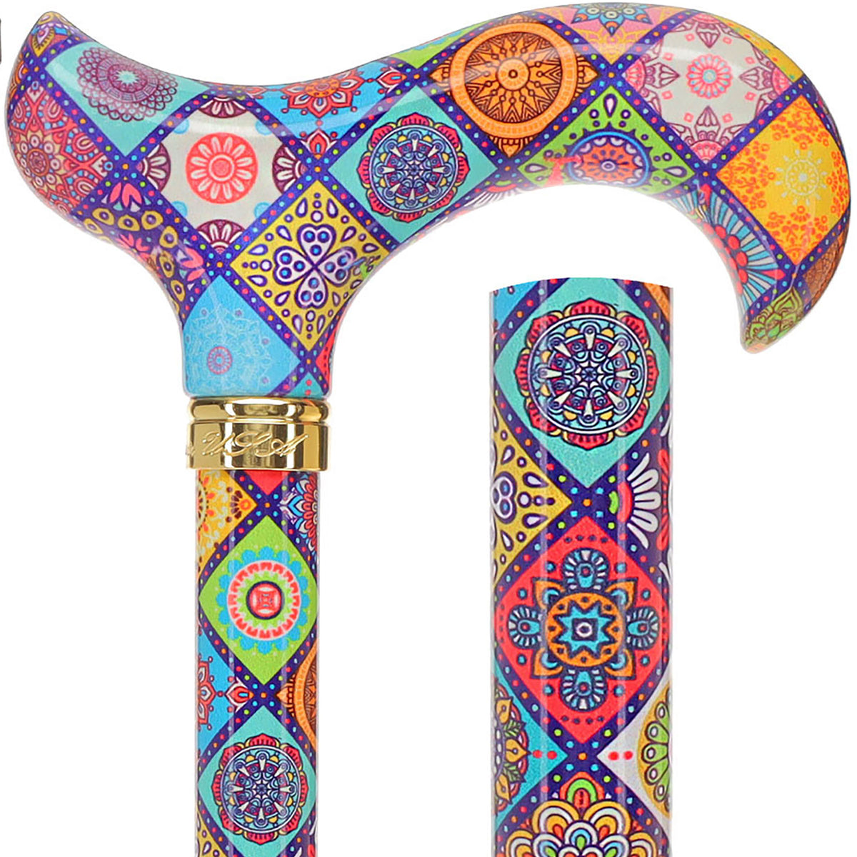 Vibrant FashionStix Colorful Collage: Adjustable Designer Cane