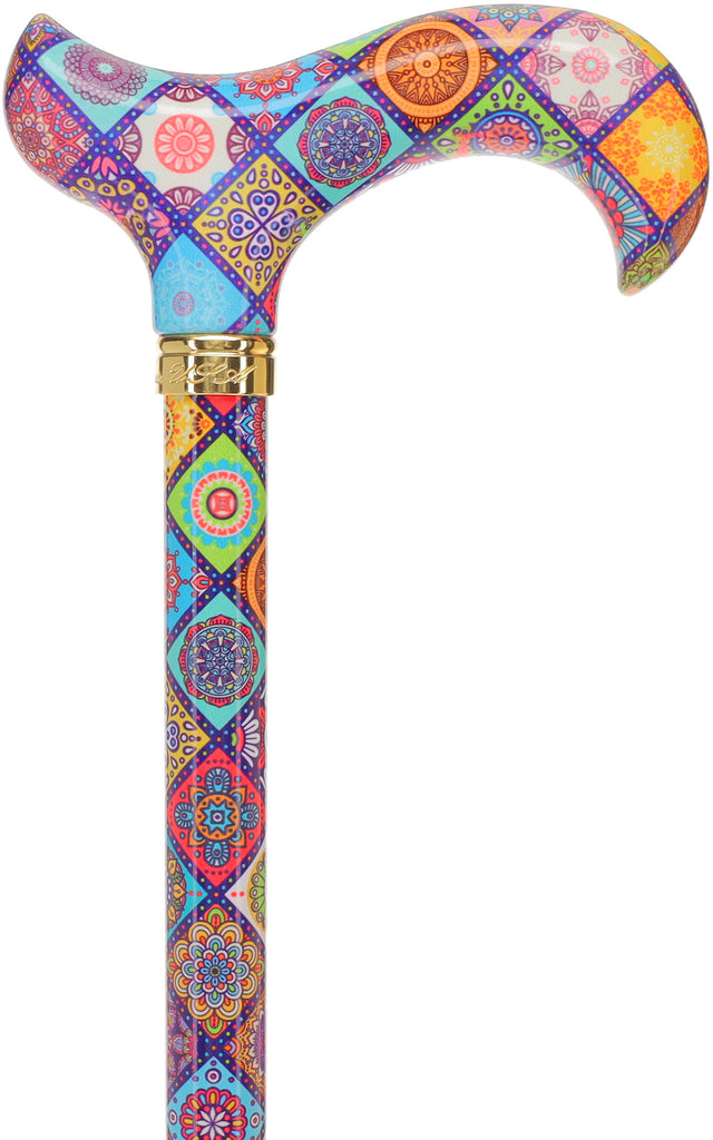 Vibrant FashionStix Colorful Collage: Adjustable Designer Cane