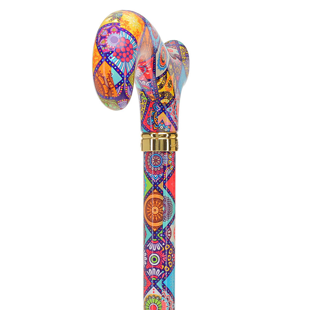 Vibrant FashionStix Colorful Collage: Adjustable Designer Cane