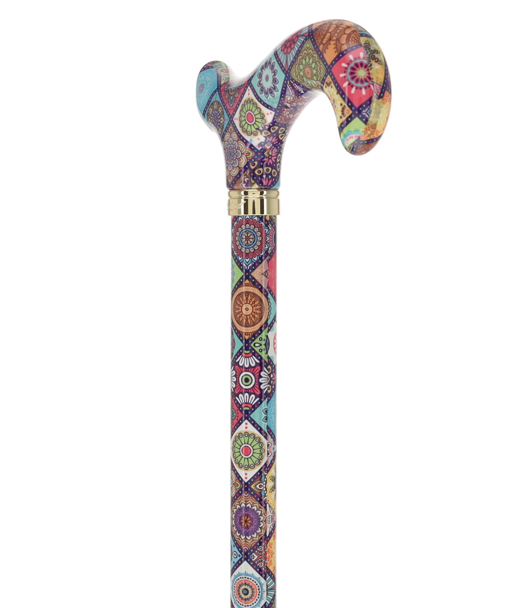Vibrant FashionStix Colorful Collage: Adjustable Designer Cane