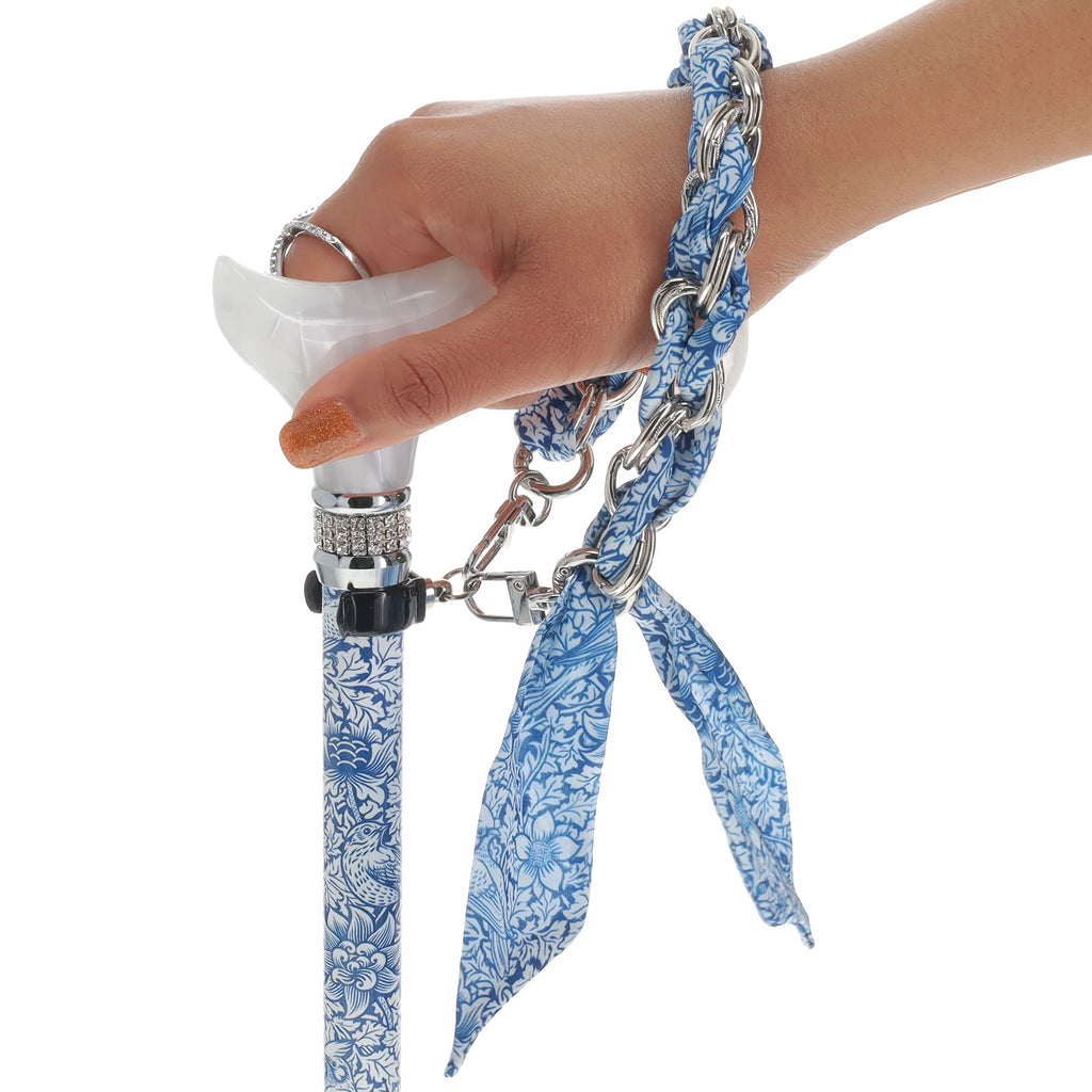 Songbird Harmony Rhinestone FashionStix Optional Cane Chain & Silk Sca