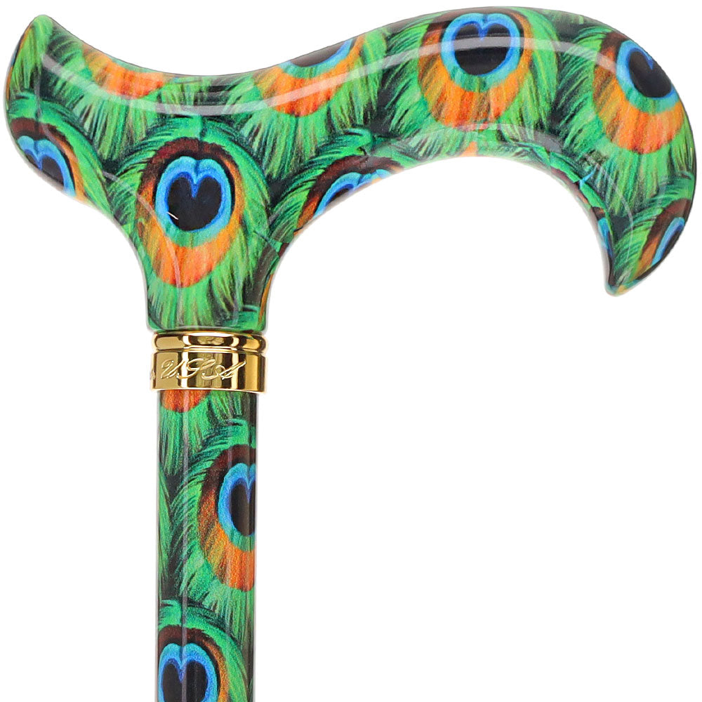 Pretty Peacock: Designer Adjustable Cane w/ Patterned Handle