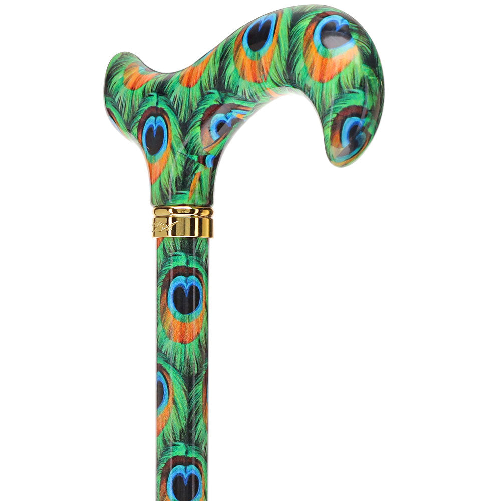 Pretty Peacock Designer Derby Adjustable Walking Cane w/