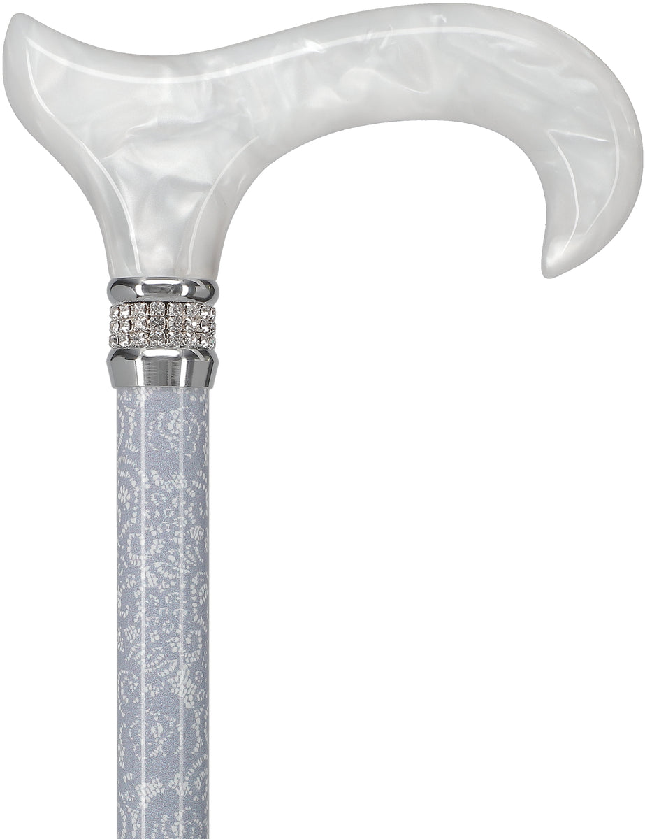 Exquisite Rhinestone Pearlz Adjustable Orthopedic Derby Cane