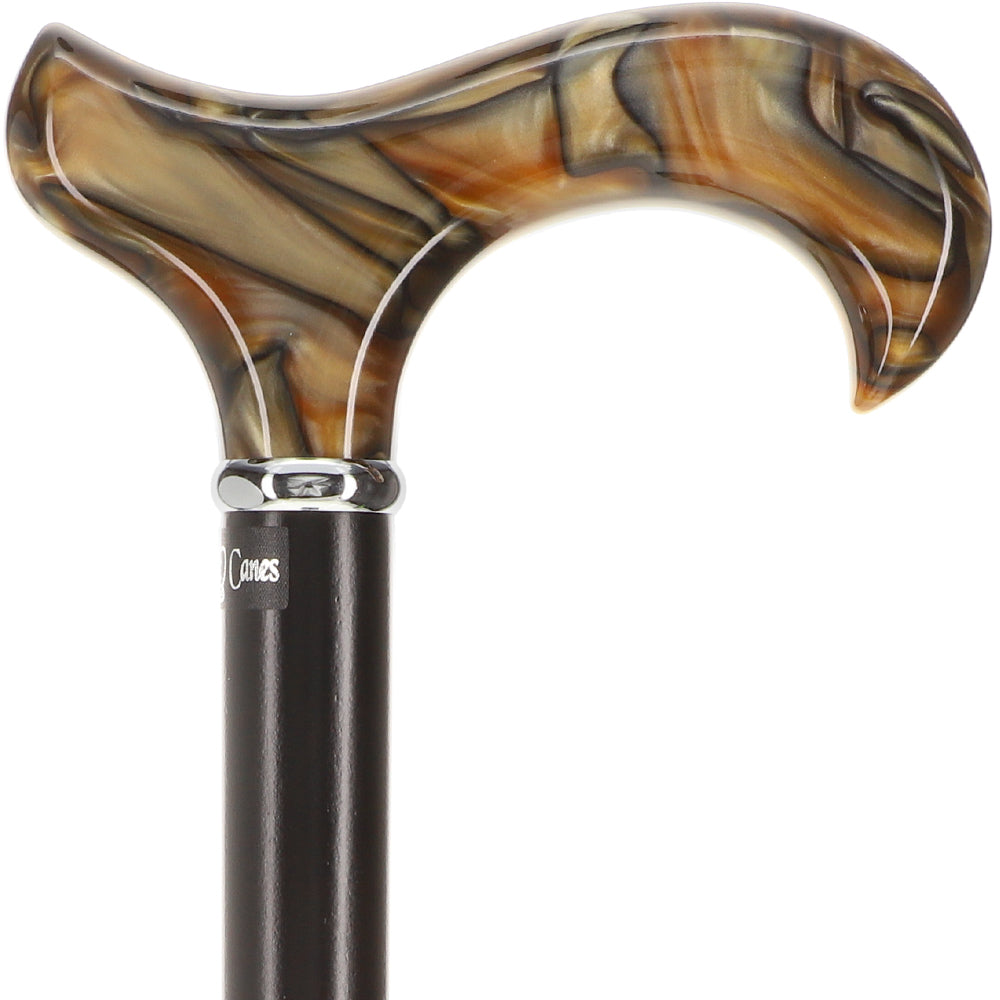 Golden Sienna Derby Walking Cane With Black Beechwood Shaft and
