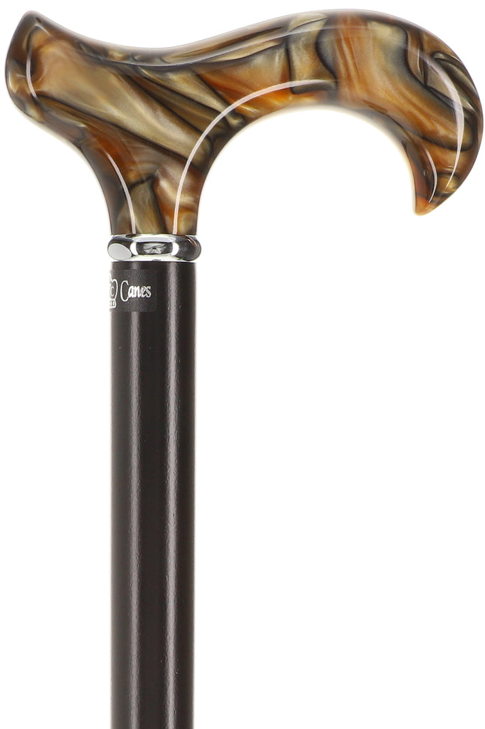 Golden Sienna Derby Walking Cane With Black Beechwood Shaft and