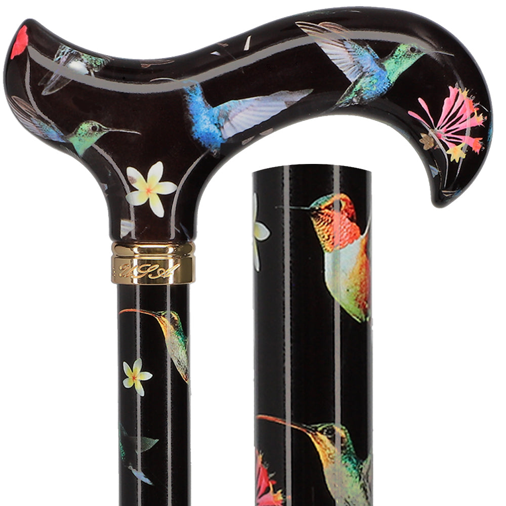 Flight of the Hummingbird Designer Derby Adjustable Walking Cane