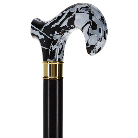 Extra Long, Super Strong Black Onyx Derby Walking Cane With