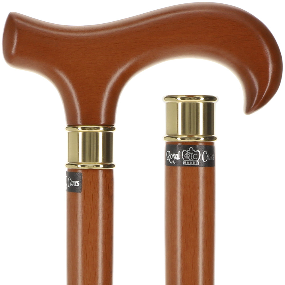 Extra Long, Super Strong Brown Derby Walking Cane With Beechwood