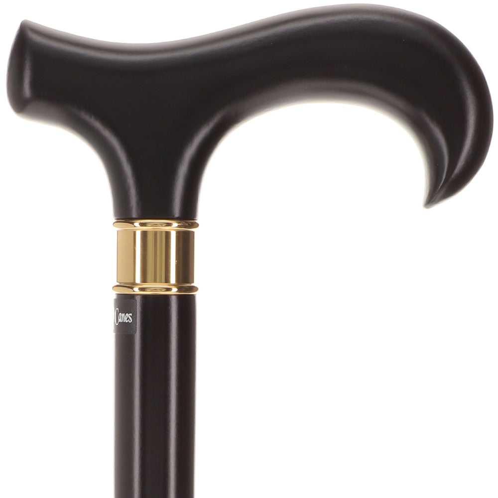 Extra Long, Super Strong Black Derby Walking Cane With Beechwood