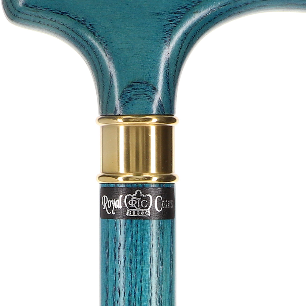 Extra Long, Super Strong Blue Denim Derby Walking Cane With Ash