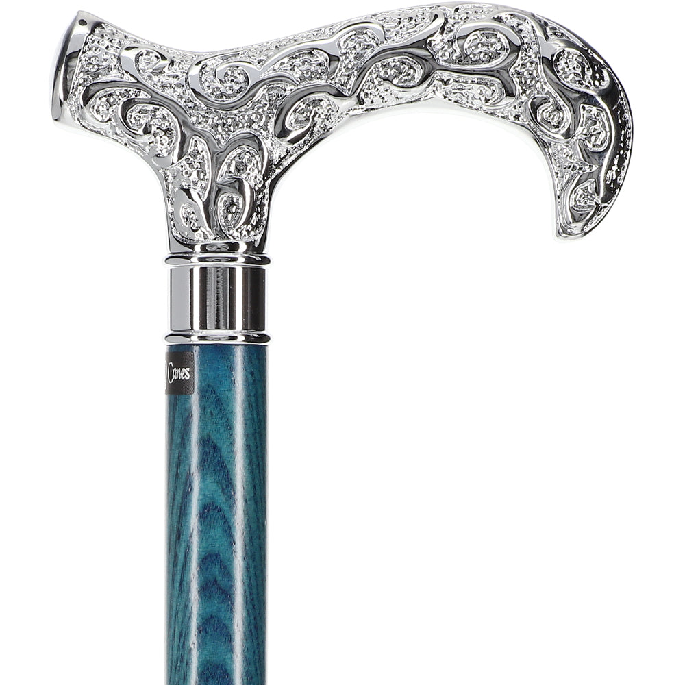 Super Strong Scrollwork Silver-Plated Handle, Blue Denim Shaft