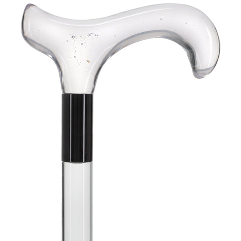 Clear Lucite Derby Handle Walking Cane with Lucite Shaft and