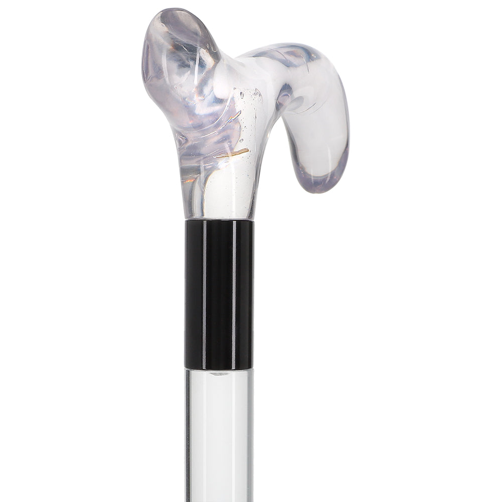 Clear Lucite Derby Handle Walking Cane with Lucite Shaft and