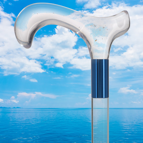Clear Lucite Derby White Bubble Handle Walking Cane with Lucite Shaft