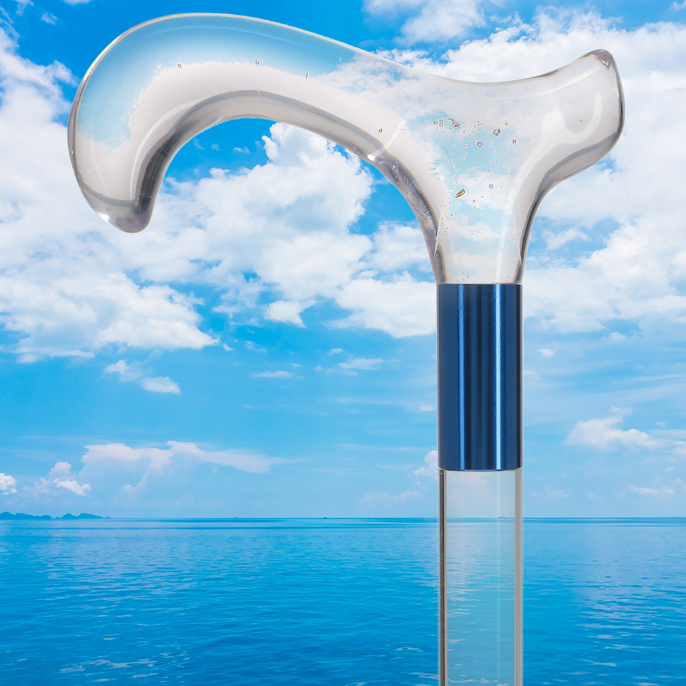 Clear Lucite Derby Handle Walking Cane with Lucite Shaft and