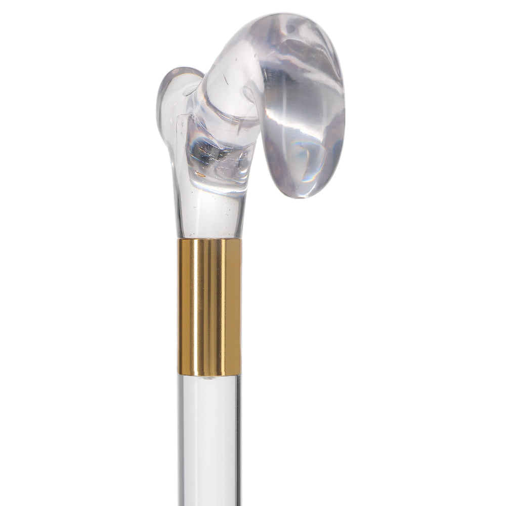 Clear Lucite Derby White Bubble Handle Walking Cane with Lucite