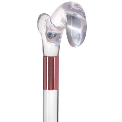 Clear Lucite Derby Handle Walking Cane with Lucite Shaft and