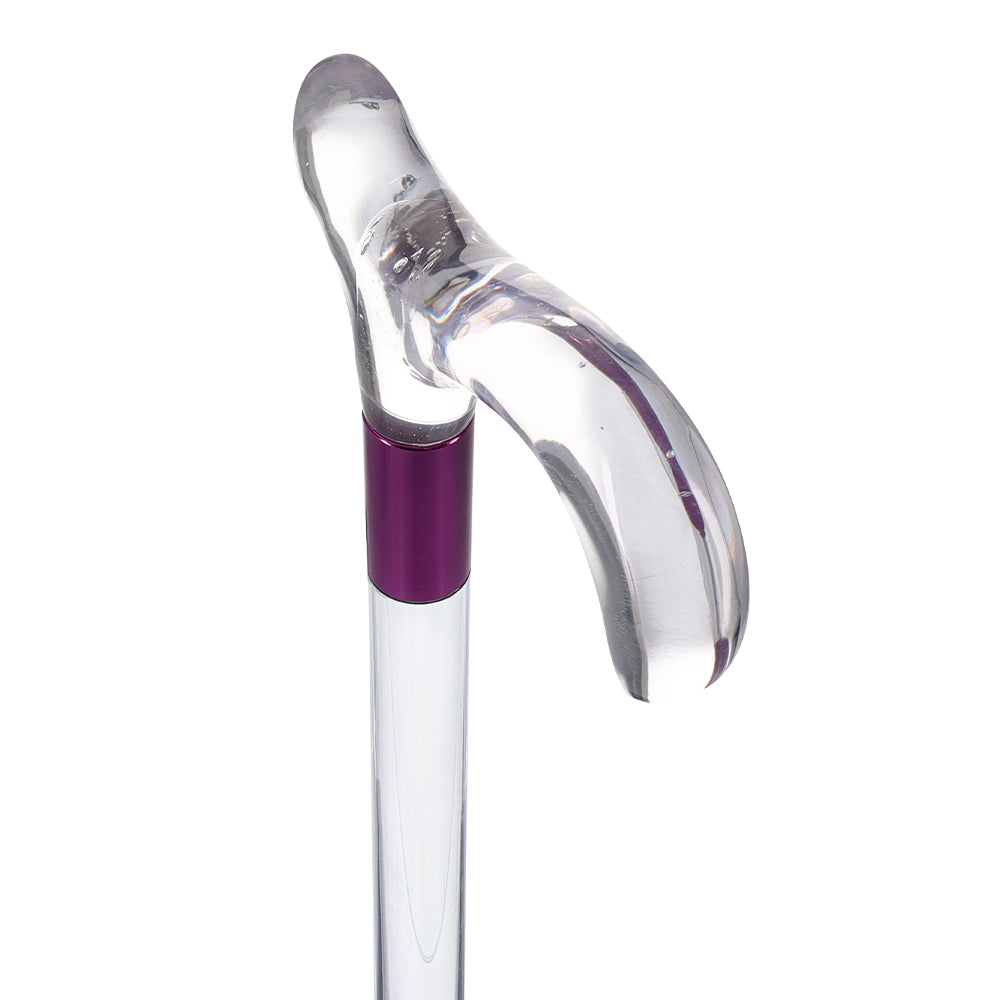 Clear Lucite Derby Handle Walking Cane with Lucite Shaft and