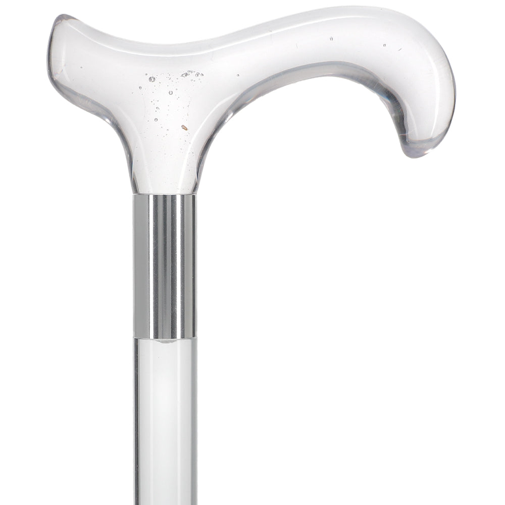 Clear Lucite Derby Handle Walking Cane with Lucite Shaft and