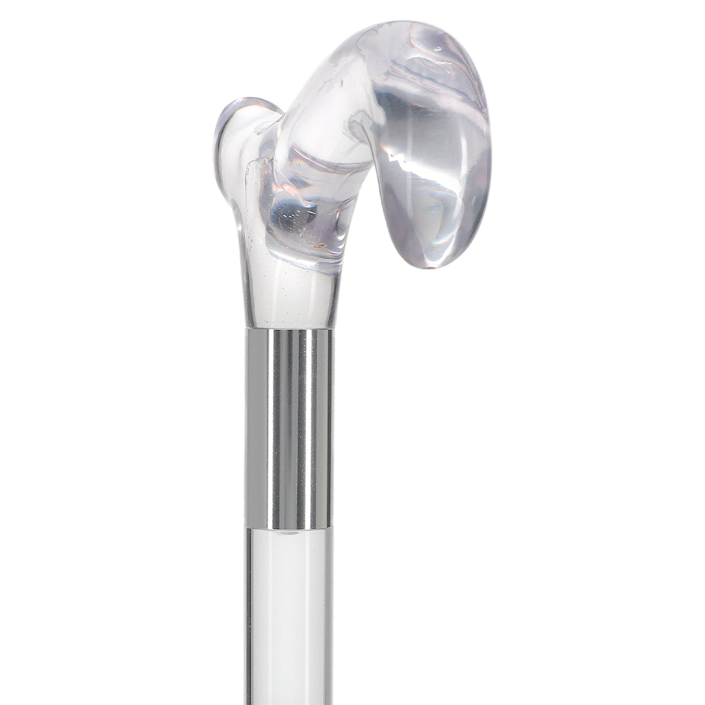 Clear Lucite Derby Handle Walking Cane with Lucite Shaft and