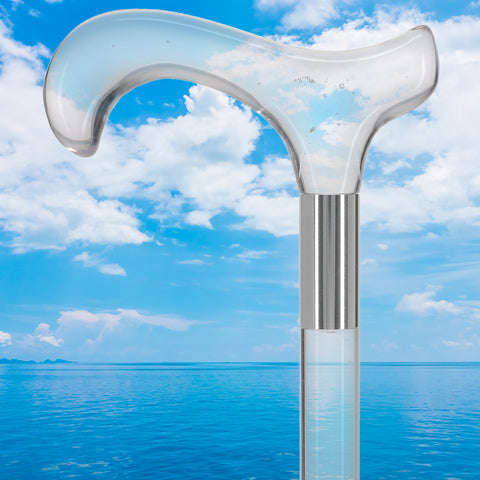 Clear Lucite Derby Handle Walking Cane with Lucite Shaft and