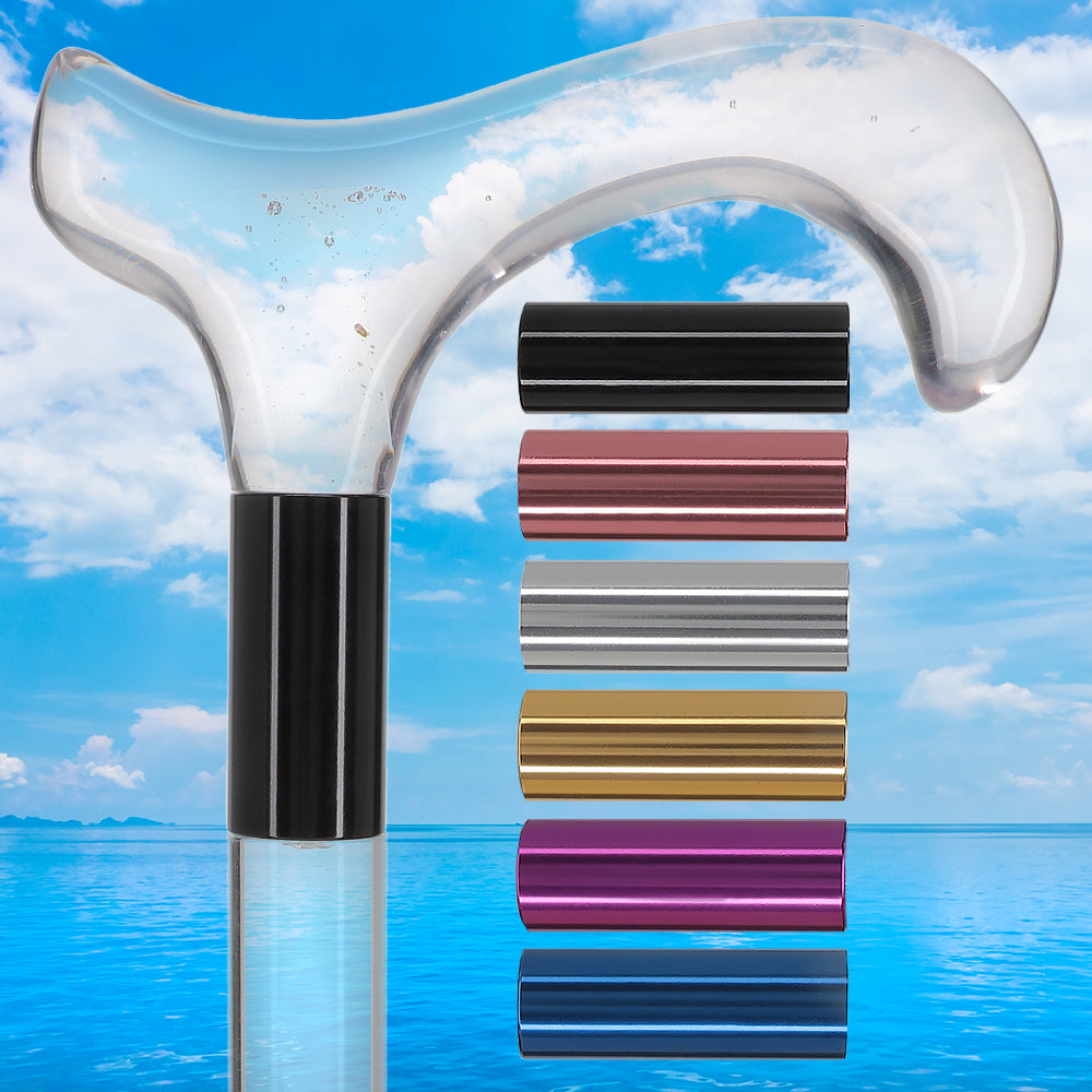 Clear Lucite Derby Handle Walking Cane with Lucite Shaft and