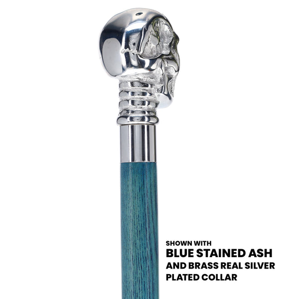 Skull Premium Chrome Brass Cane: Stained Custom Color Shaft