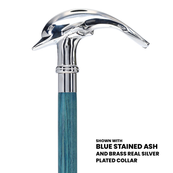 Dolphin Premium Chrome Brass Cane: Stained Custom Color Shaft