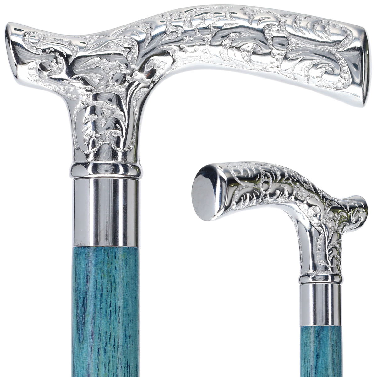 Fritz Premium Chrome Brass Cane: Stained Custom Color Shaft