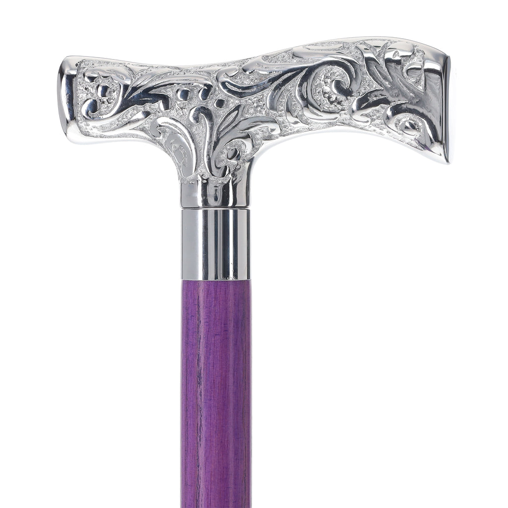 Exclusive Joker-Inspired Chrome T-Shape Cane: Stained Shaft